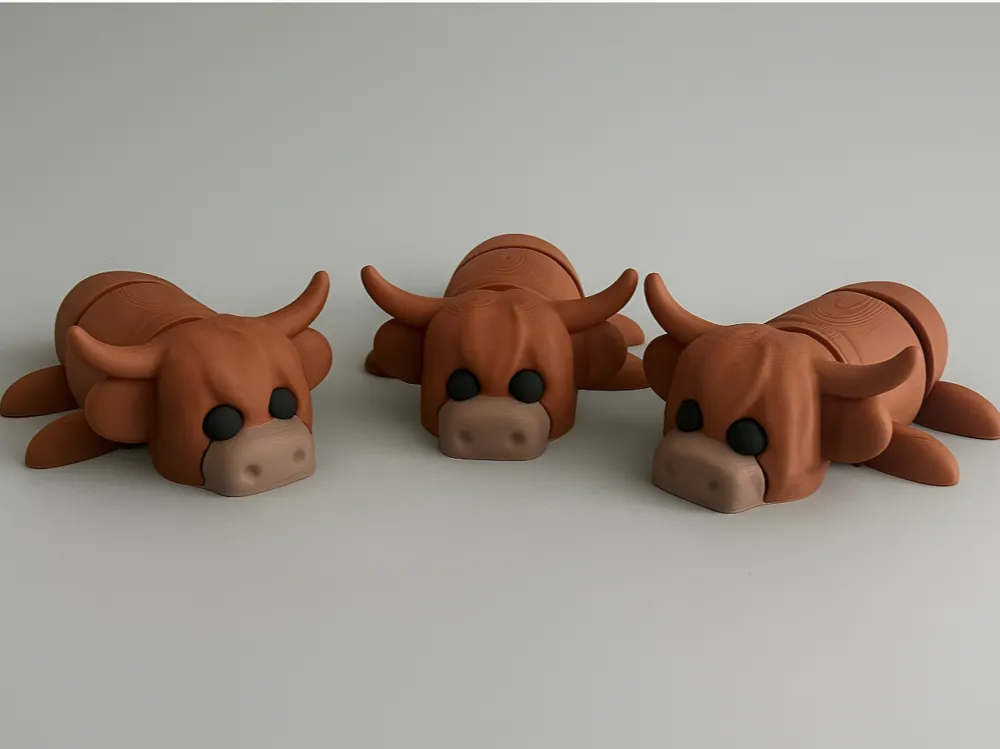 Cute Articulated Flexi Highland Cow - Free 3D Print Model - MakerWorld