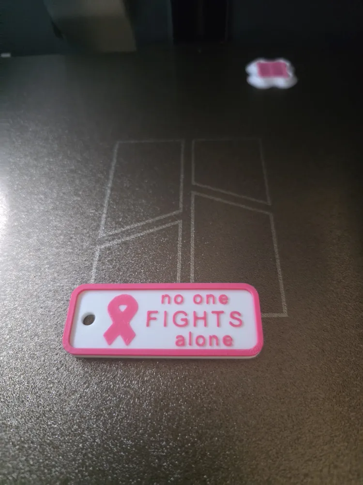 no one FIGHTS alone with ribbon cancer keychain - Free 3D Print Model ...