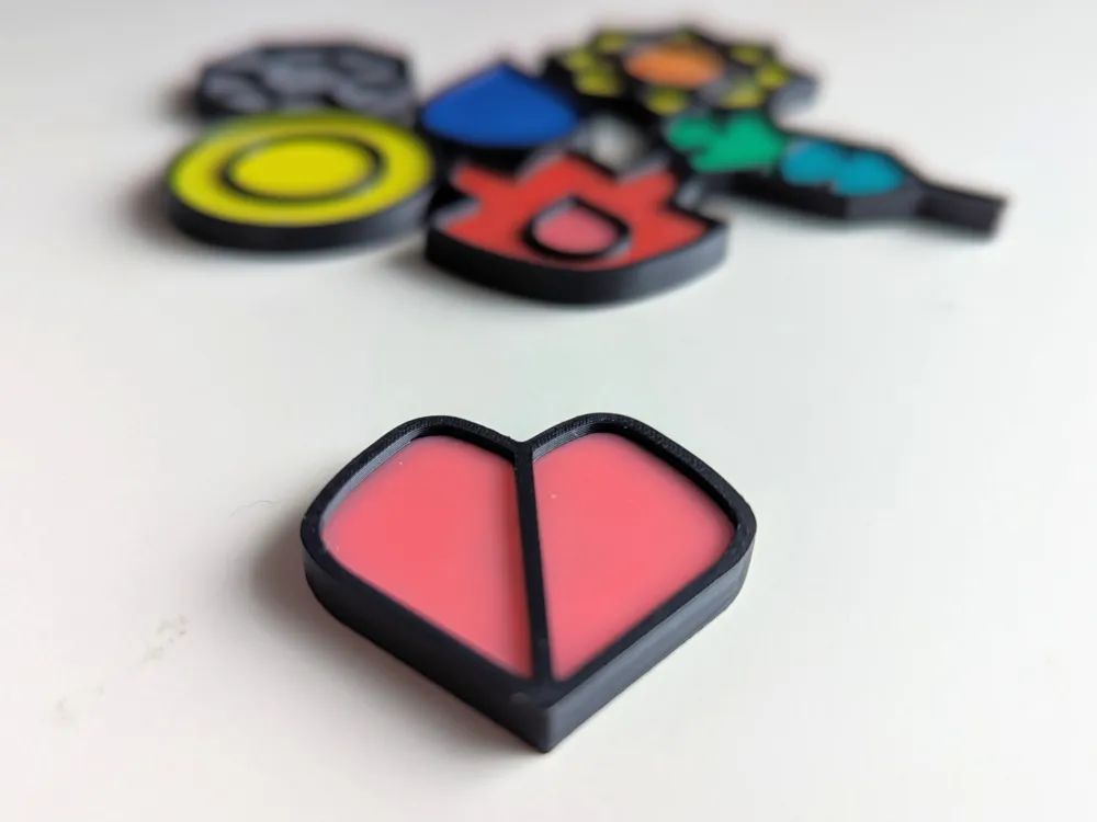 Kanto Gym Badge Set - Simple Lapel Pins - Free 3D Print Model - MakerWorld