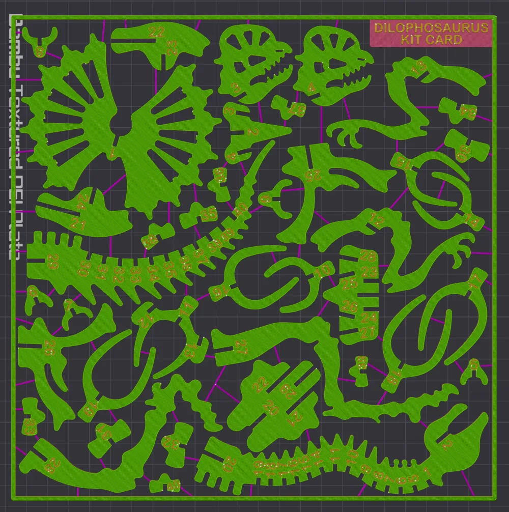 Dilophosaurus Dinosaur Kit Card Puzzle - DinoCards - Free 3D Print ...