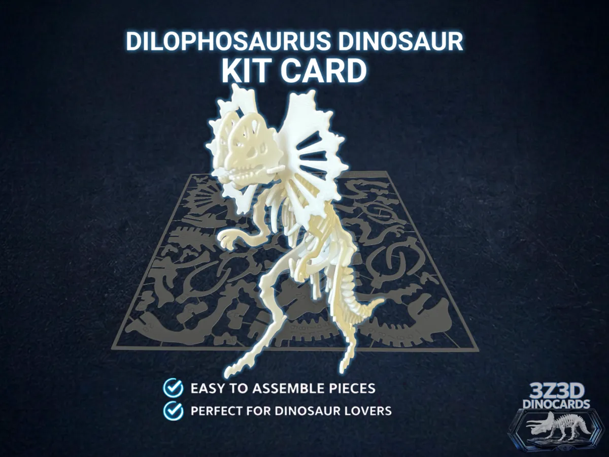 Dilophosaurus Dinosaur Kit Card Puzzle - DinoCards - Free 3D Print ...