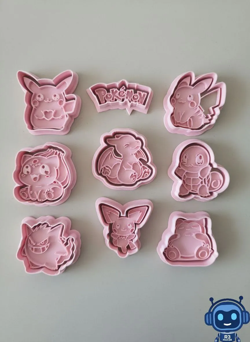 Pokémon Set – 3D Cookie and Playdough Cutters - Free 3D Print Model ...
