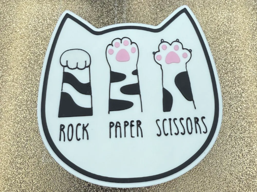 ROCK - PAPER - SCISSORS CAT COASTER by 3Dprinting4fun - MakerWorld