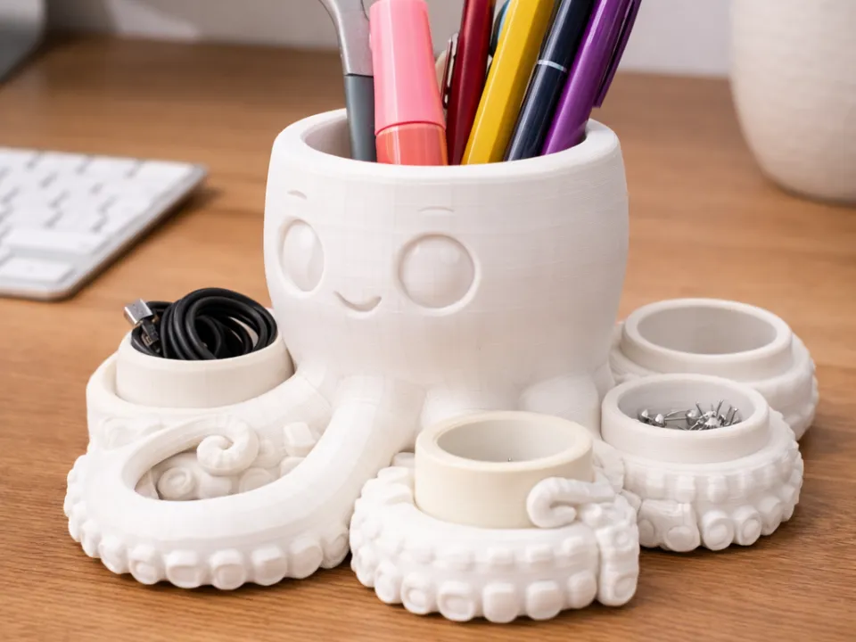 Cute Octopus Desk Organizer – Single Color - Free 3D Print Model ...