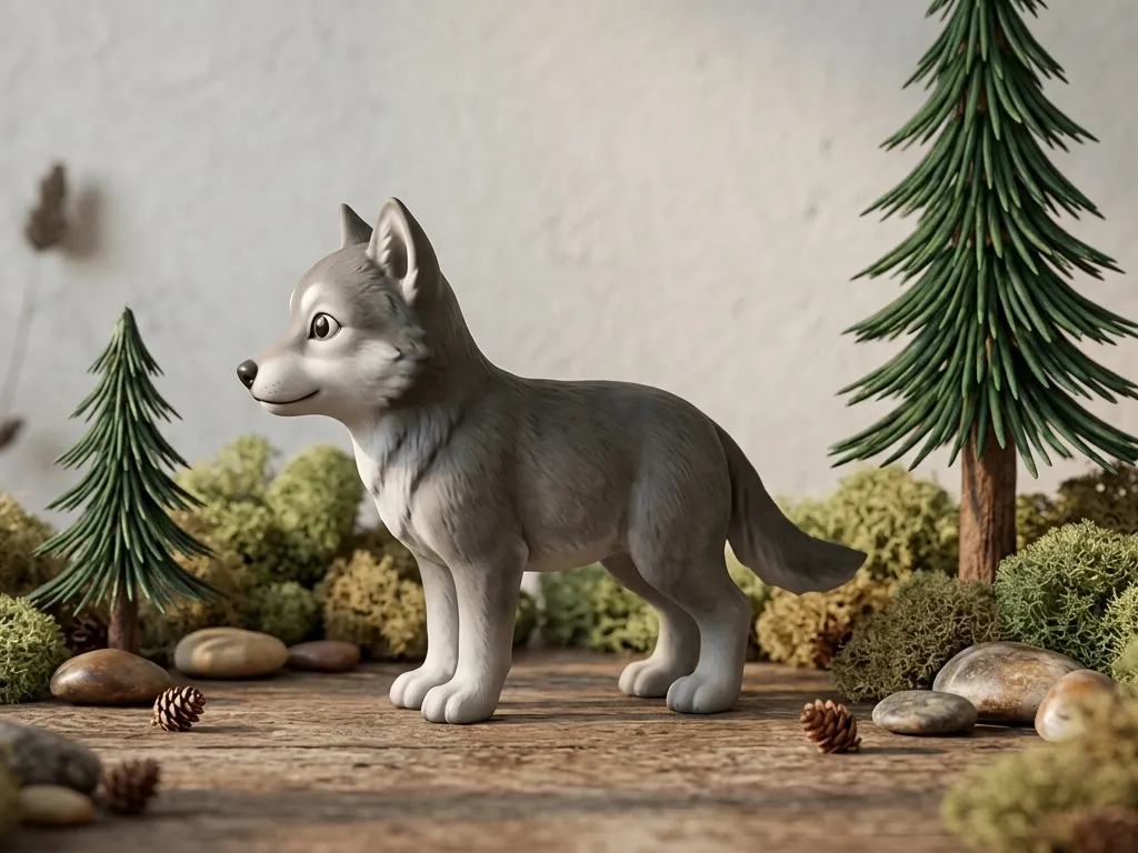 cute wolf - Free 3D Print Model - MakerWorld