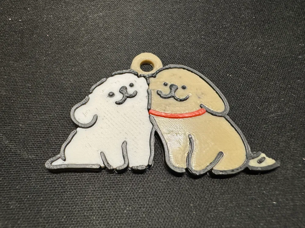线条小狗贴贴钥匙扣 Squishy Maltese Dog Keychain by 小貘 - MakerWorld