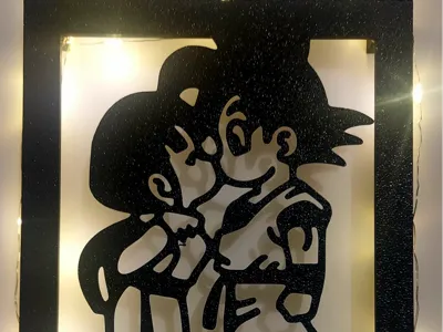 Goku & Chi Chi iluminated frame - dragon ball by RandomGuy - MakerWorld