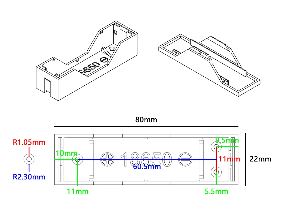 18650 Wired Battery Box (with Cover) by noker MakerWorld: Download Free ...