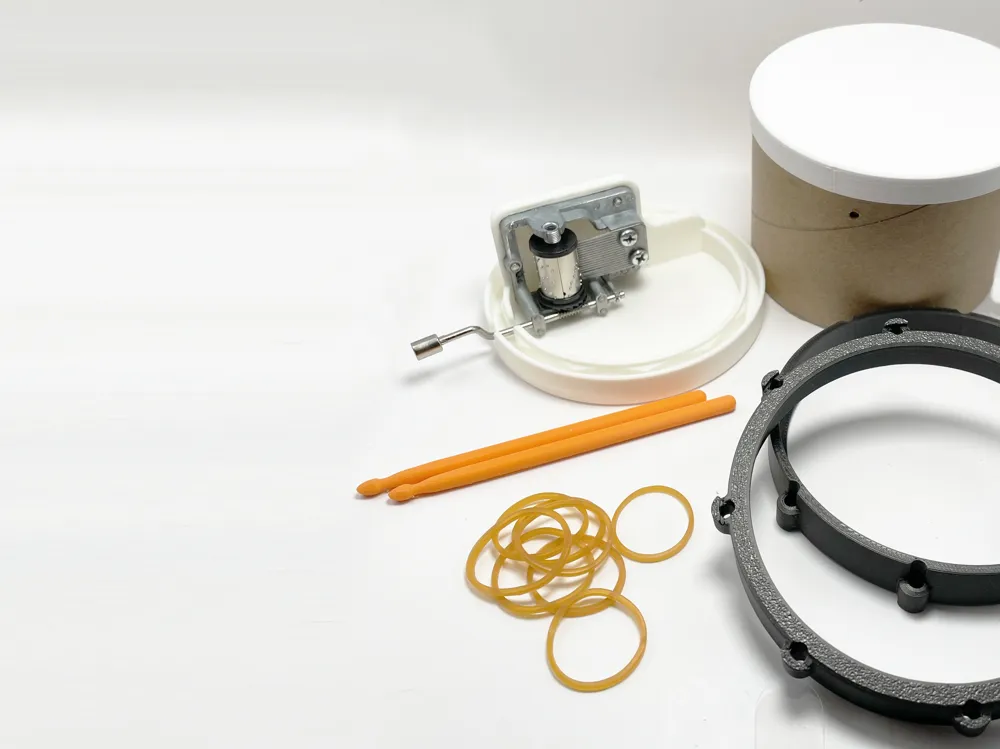 Cardboard Drum Music Box (Hand Winding Kit-K015) by SheepMe! - MakerWorld