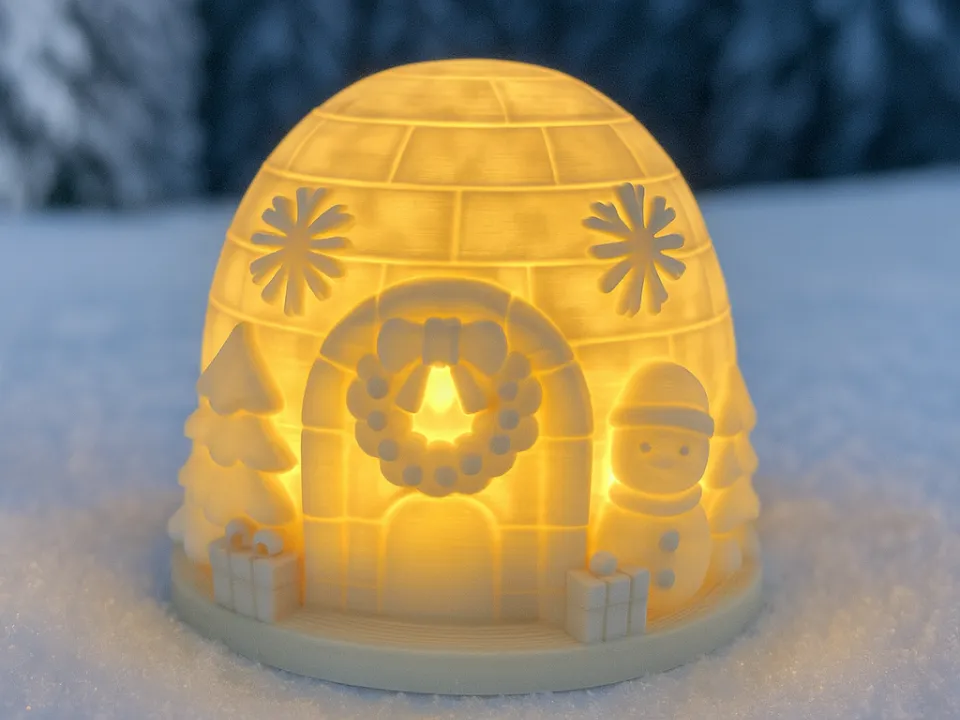 The Festive Igloo House Puck Light or Tealight - Free 3D Print Model ...