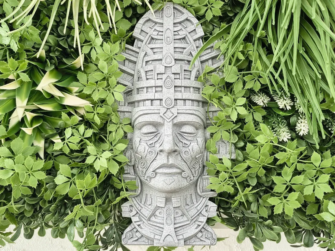 Aztec mask - bas-relief decor - model two - Free 3D Print Model ...