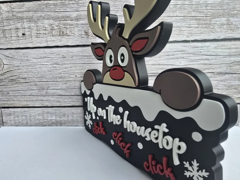 Reindeer Christmas Sign - Free 3D Print Model - MakerWorld