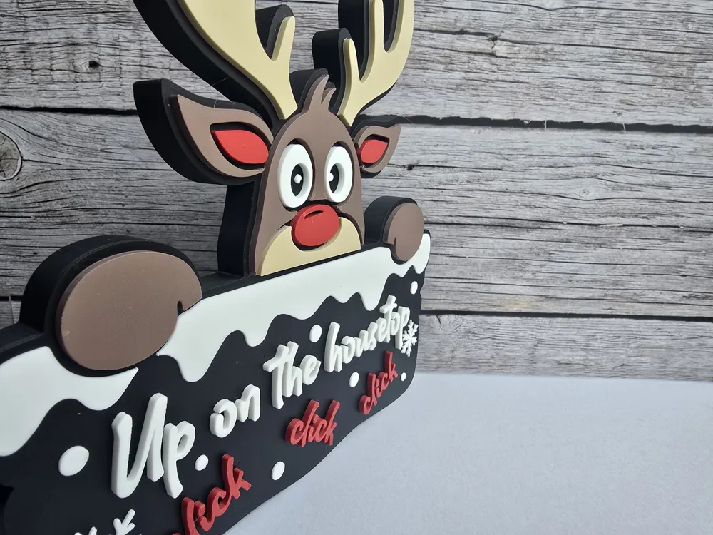 Reindeer Christmas Sign - Free 3D Print Model - MakerWorld