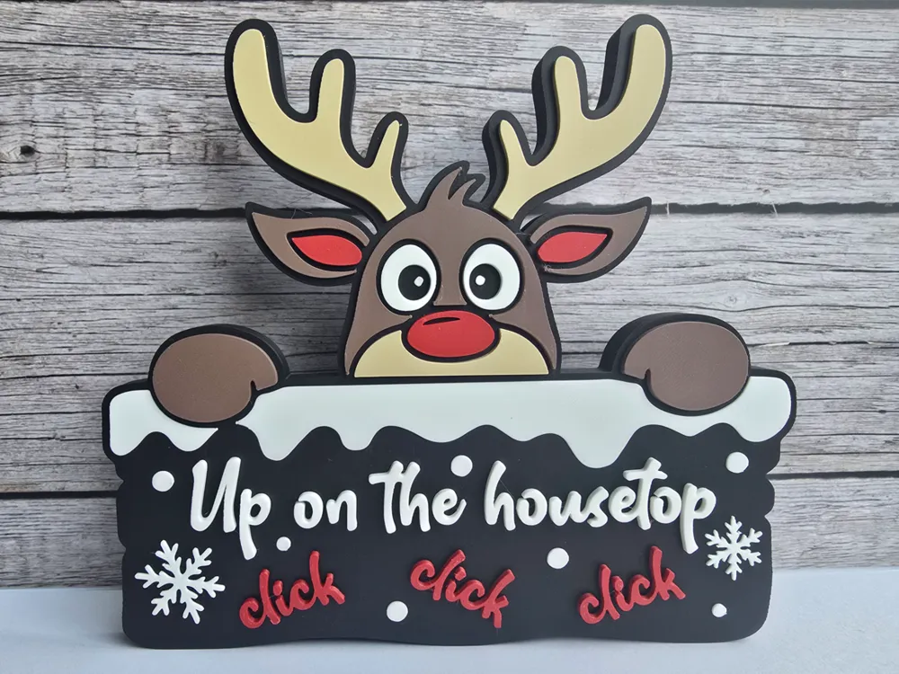 Reindeer Christmas Sign - Free 3D Print Model - MakerWorld