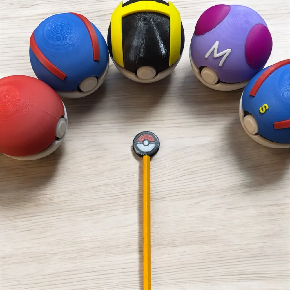 Pokemon Poke Ball Pencil / Pen Topper by Sandy Designs MakerWorld ...