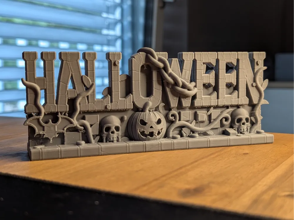 Halloween Haunted Sign with Skulls & Pumpkin by Cosa_93 MakerWorld ...