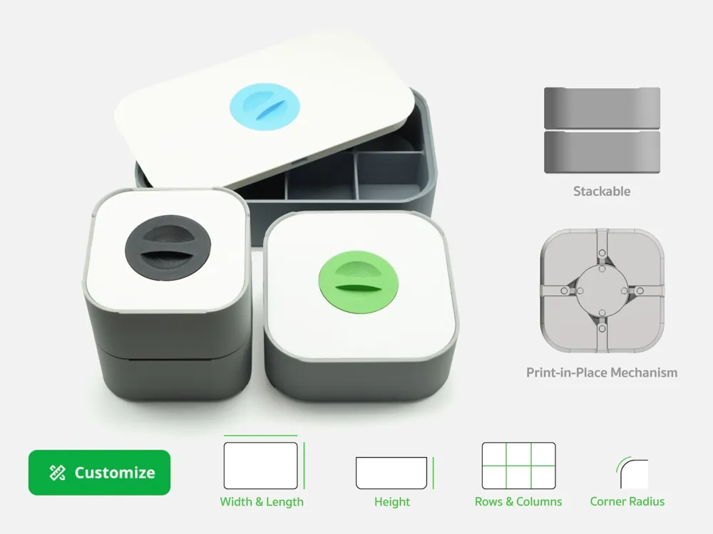 Customizable Twist-Lock Box (Stackable) - Free 3D Print Model - MakerWorld