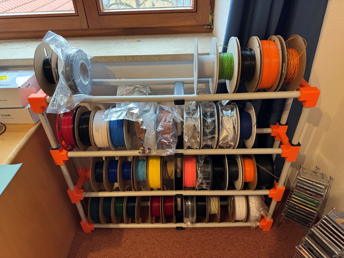 Filament Rack Spool Organizer PVC Pipes EN 25 - Free 3D Print Model ...