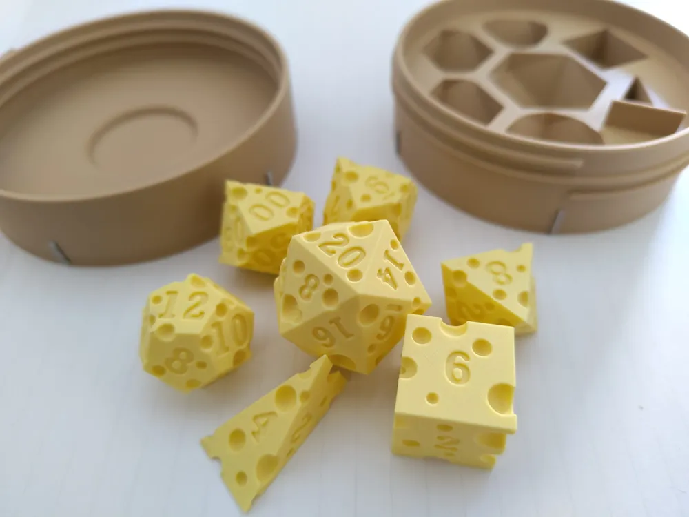 Cheese Dice - Polyhedral Dice by Loch MakerWorld: Download Free 3D Models