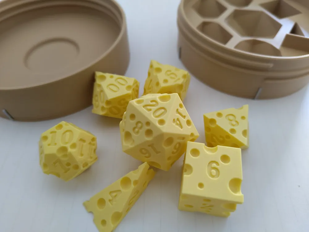 Cheese Dice - Polyhedral Dice by Loch MakerWorld: Download Free 3D Models