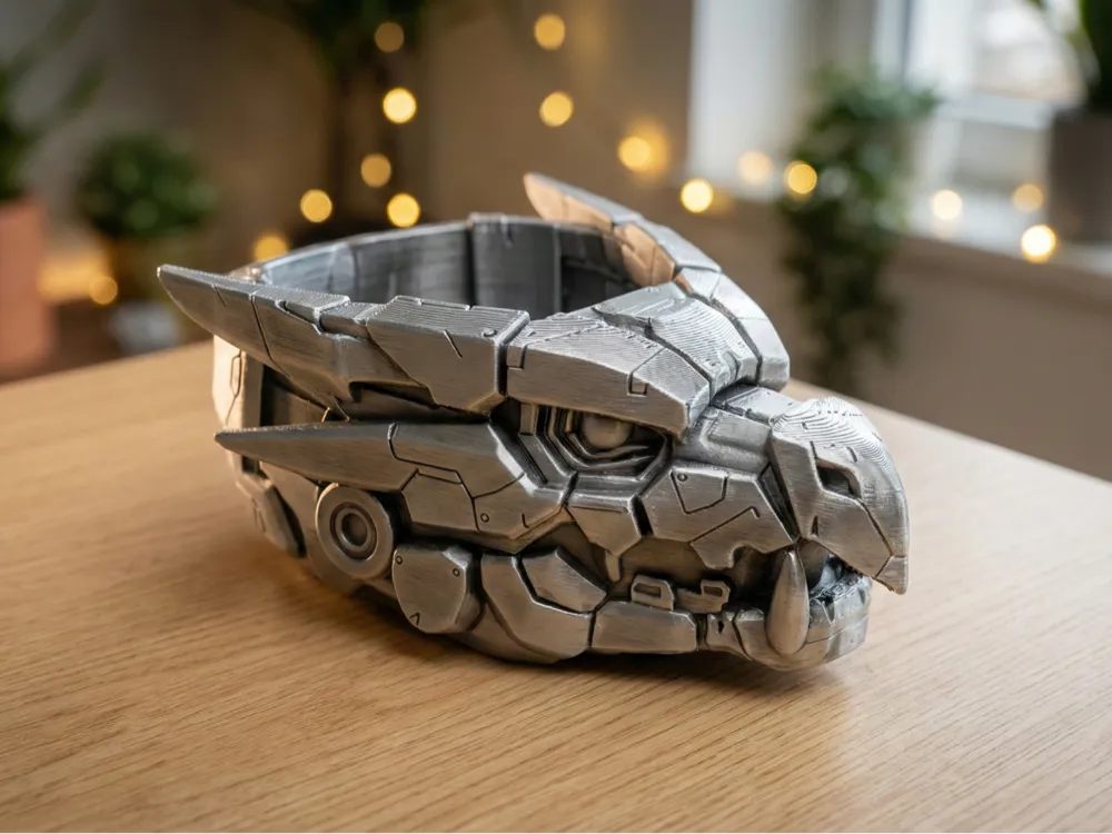 Mecha Dragon Head Bowl - Free 3D Print Model - MakerWorld