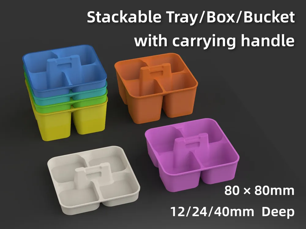 Stackable Tray/Box/Bucket with carrying handle by JesseZhang - MakerWorld