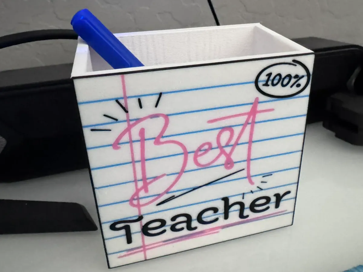 Teacher Pen holder - Free 3D Print Model - MakerWorld