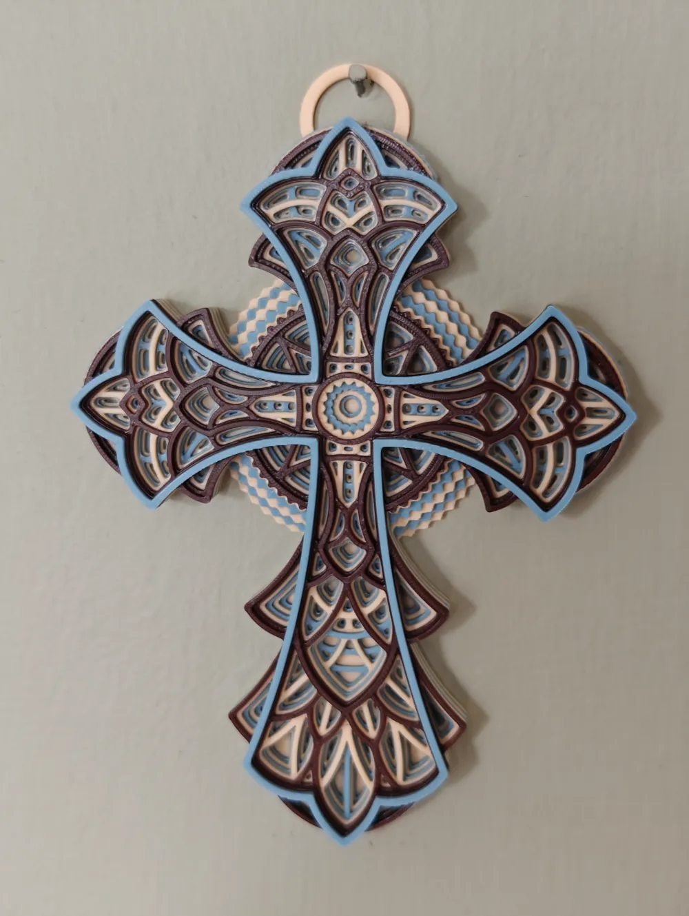 8 Layer Geometric Mandala Cross - Print-in-Place - Free 3D Print Model ...