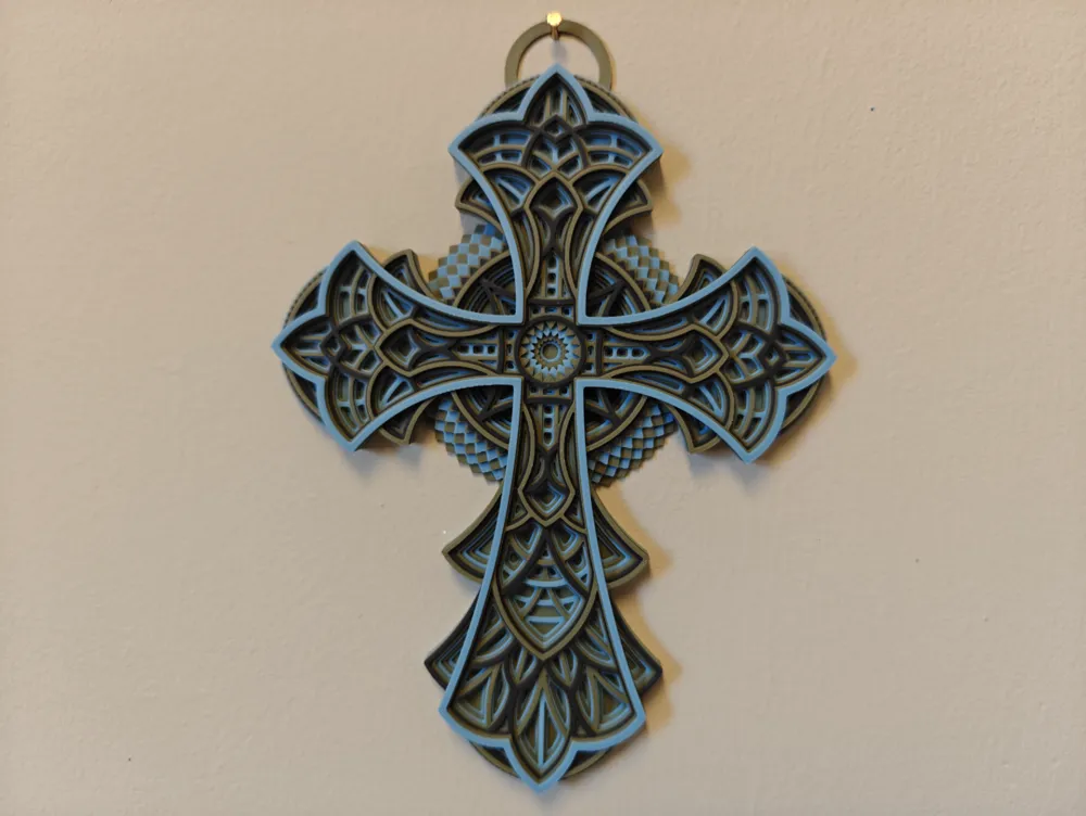 8 Layer Geometric Mandala Cross - Print-in-Place - Free 3D Print Model ...