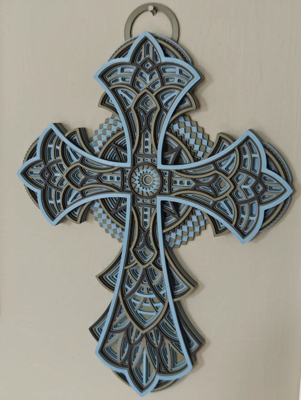 8 Layer Geometric Mandala Cross - Print-in-Place - Free 3D Print Model ...