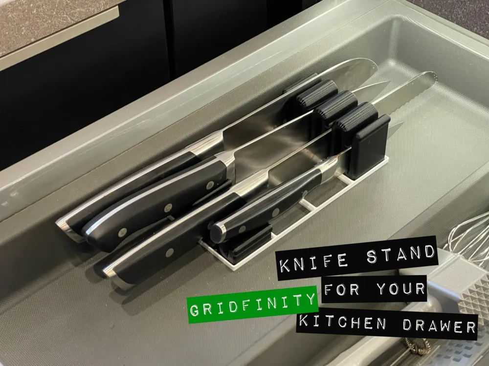 Kitchen Knife Block Stand for Gridfinity - Free 3D Print Model - MakerWorld