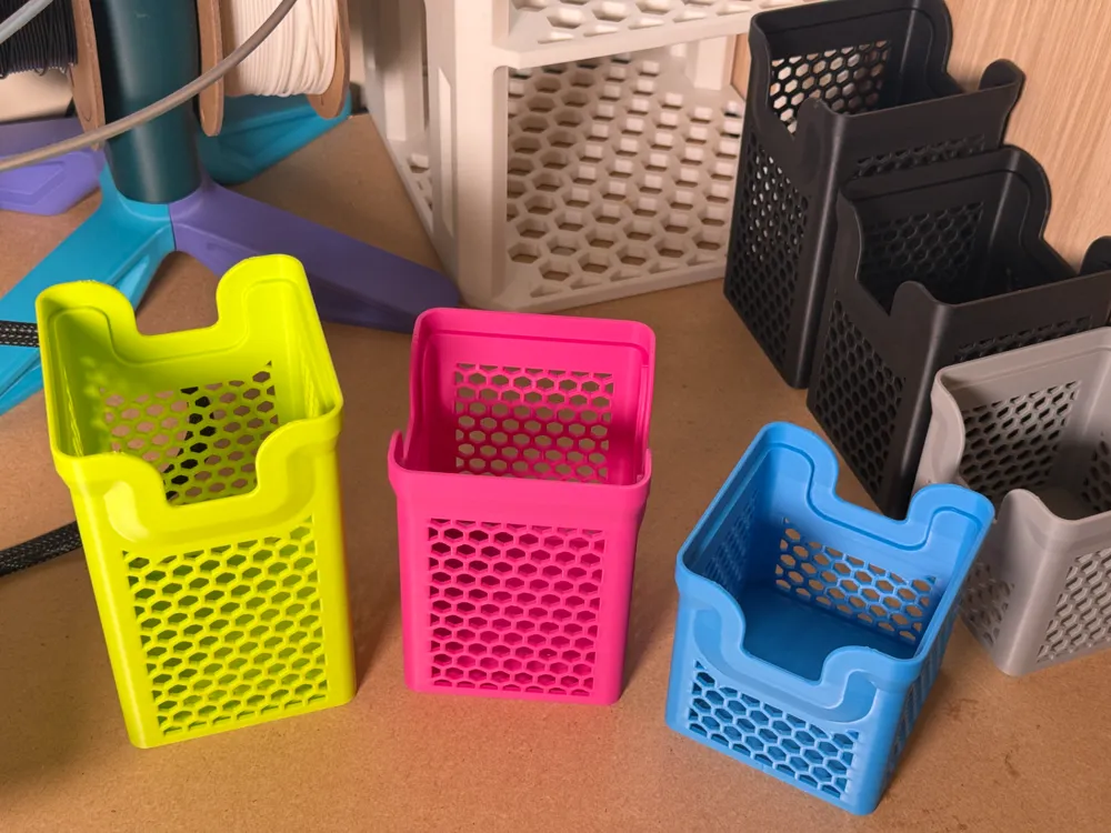 90x90mm Square Stacking Hexagon Basket - 3 Sizes - Free 3D Print Model - MakerWorld
