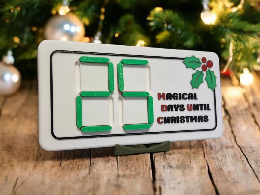 Christmas digital countdown with stand - Free 3D Print Model - MakerWorld