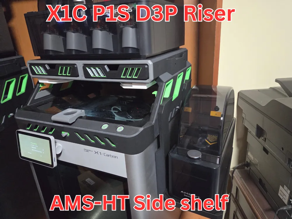 AMS HT SIDE SHELF FOR X1C P1S P2S D3P RISER - Free 3D Print Model ...