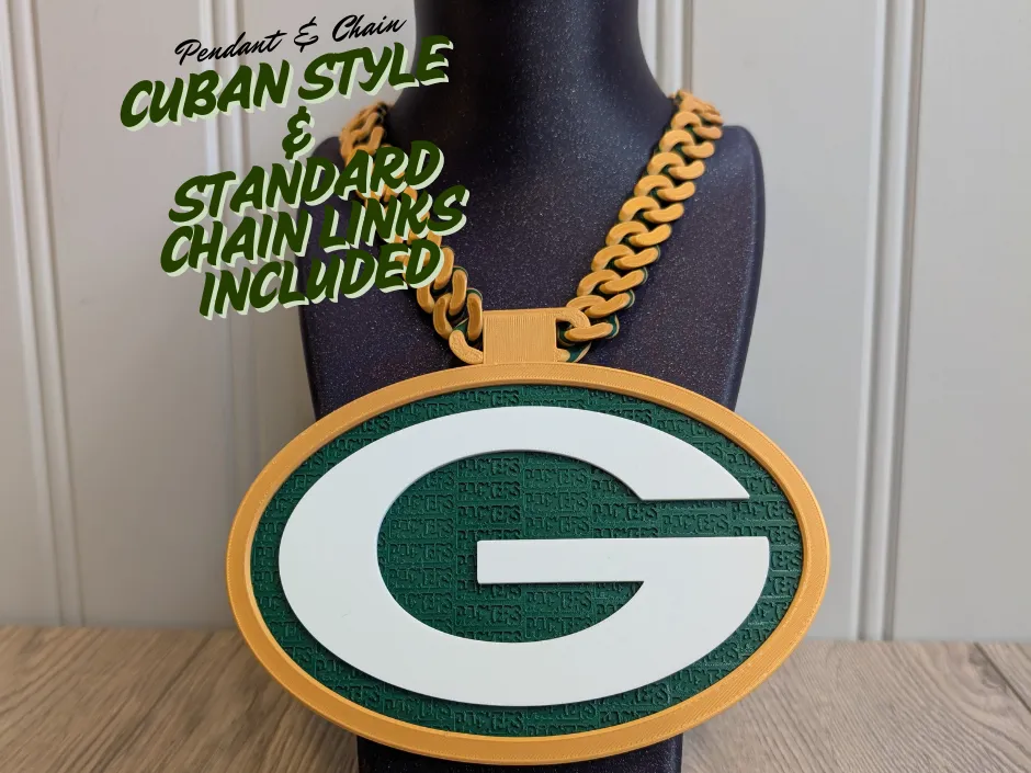 Green Bay Packers Oversized Pendant and Chain - Free 3D Print Model ...