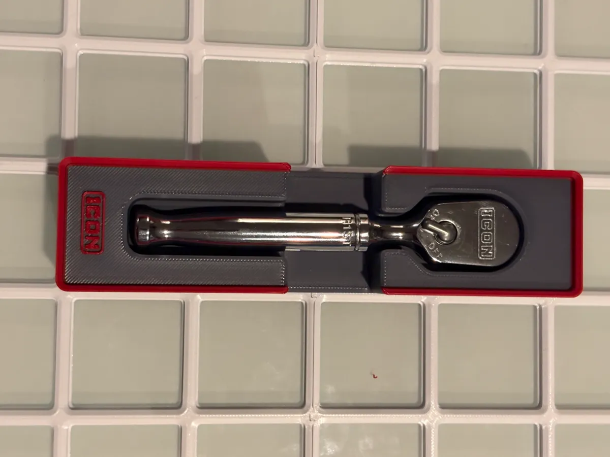Icon 1/4" Stubby Ratchet Gridfinity Bin by Geoff MakerWorld: Download Free 3D Models