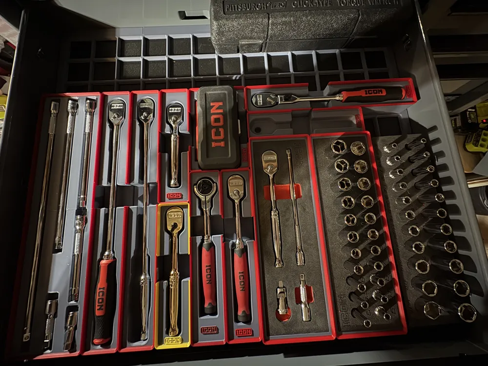 Icon 1/4" Stubby Ratchet Gridfinity Bin by Geoff MakerWorld: Download Free 3D Models