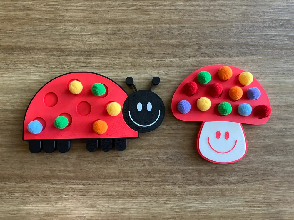 Happy Ladybug Pom Pom Sorting Tray by A*i*m*e*e* - MakerWorld
