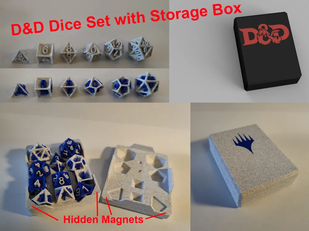 D&D Dice set with Box D4, D6, D8, D10, D12 and D20 by OFF5PRING ...