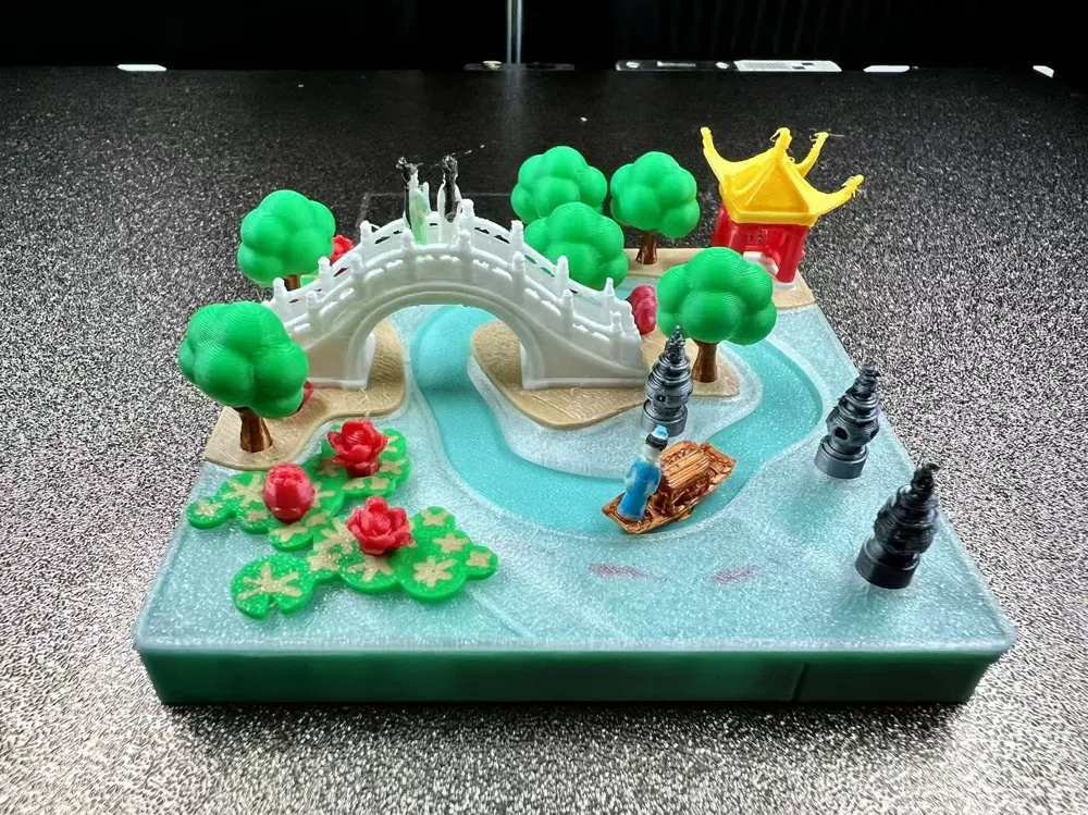 A Chance Encounter at Broken Bridge (Miniature Articulated Scene, with ...