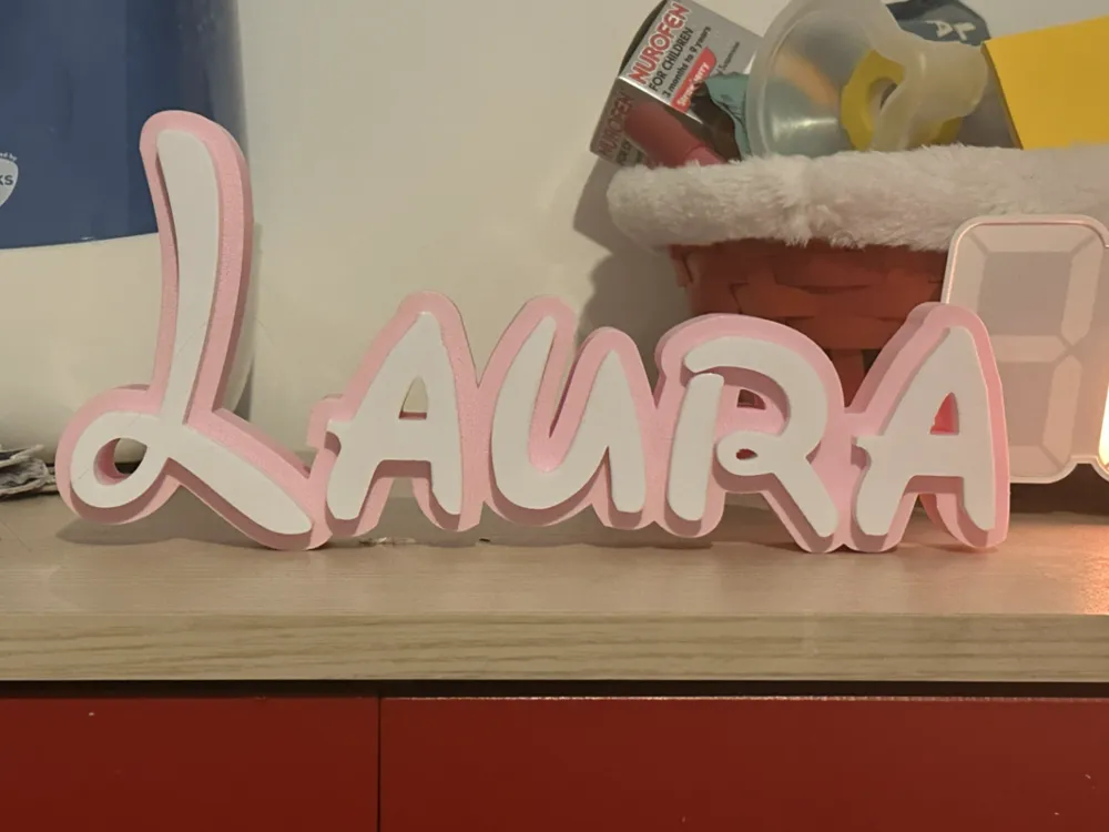 Disney Theme 3D Name Decor Sign Laura - Free 3D Print Model - MakerWorld