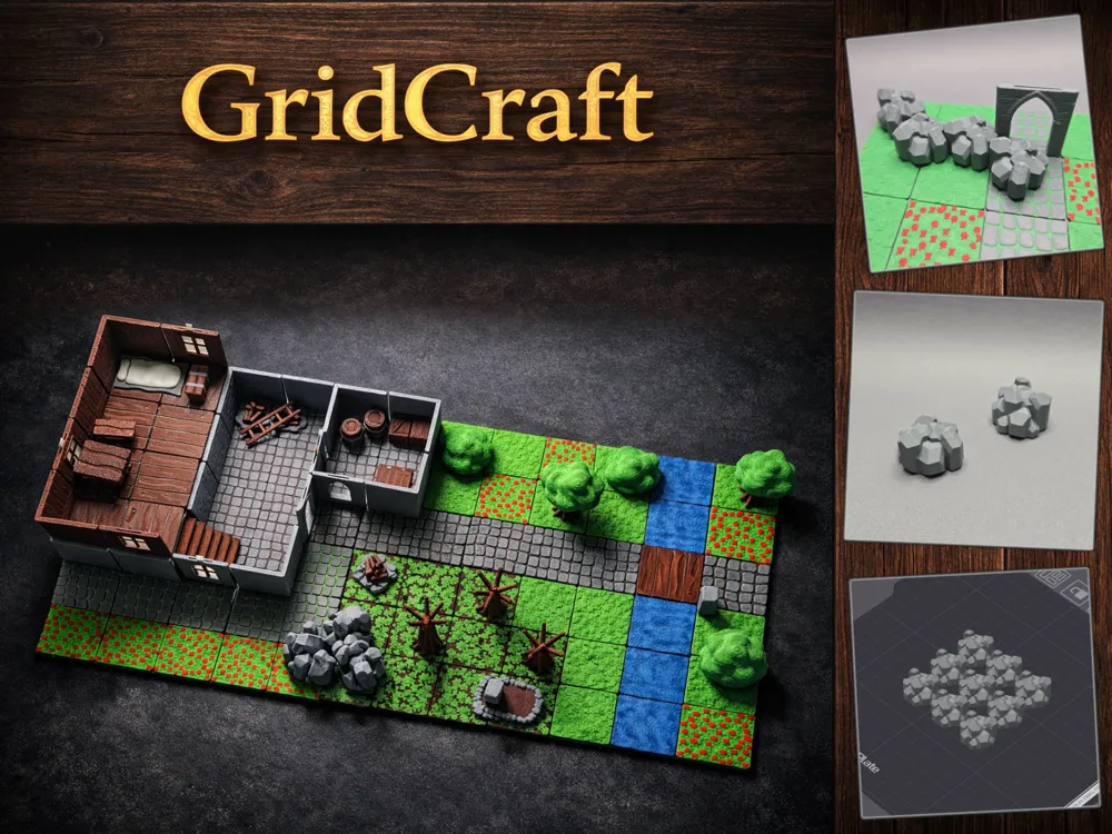 GridCraft – Boulder Set - Free 3D Print Model - MakerWorld
