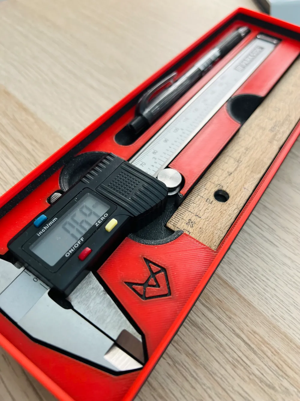 Gridfinity Caliper Holder Parkside +Ruler +Pencil - Free 3D Print Model ...