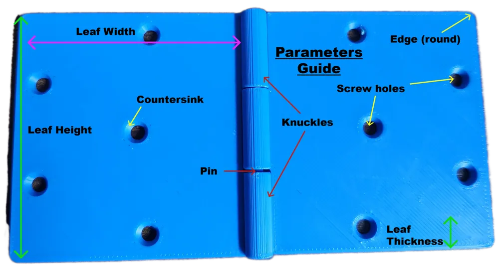 Simple Customizable Hinge (Parametric) V1.1 by Trawls - MakerWorld