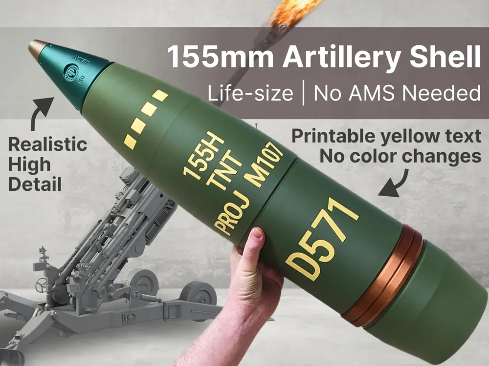 Life-Size 155mm Artillery Shell | High Detail by Rexi Labs MakerWorld ...
