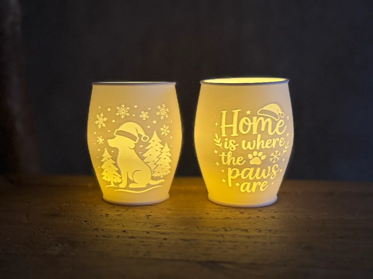 Christmas Lithophane Tealight Lamp Dog Inverted by Cool3dprints ...
