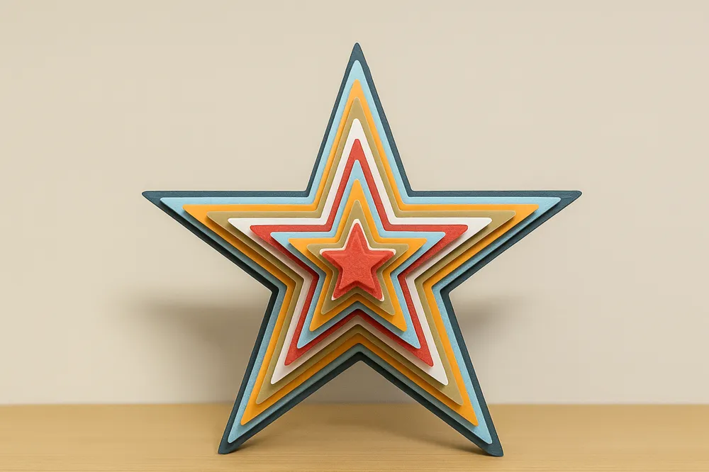 Sculpture d'étoile en couches – Ornement d'arbre multicolore par ...