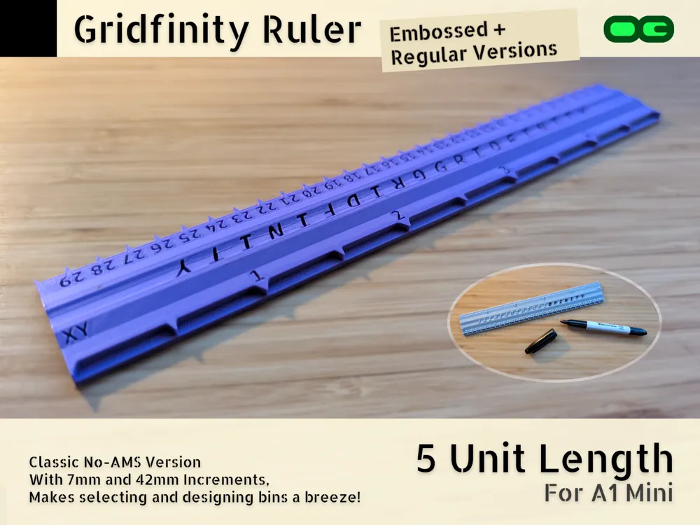 Gridfinity Ruler Classic [5 Unit Length] by engineering by coincidence ...