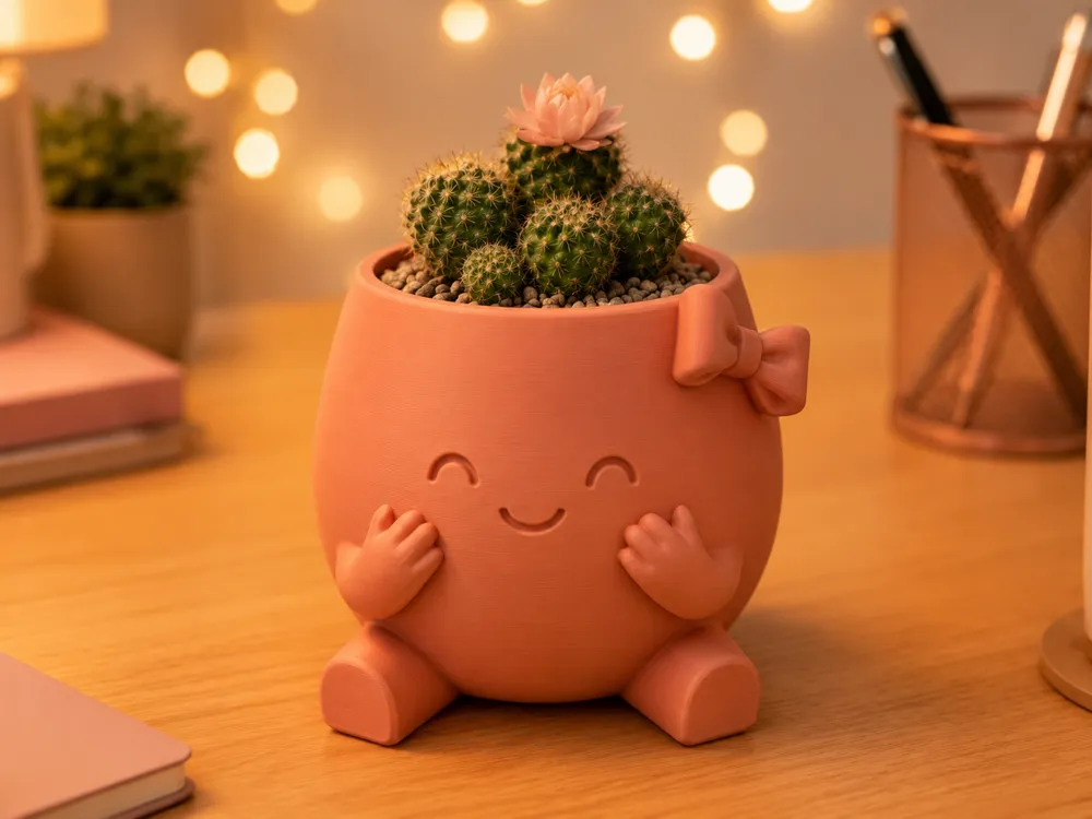 "Rosie" - Cute Kawaii Succulent Pot - Free 3D Print Model - MakerWorld