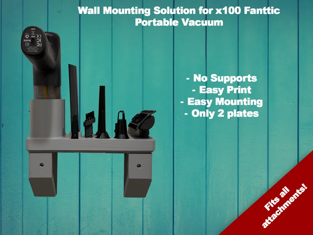 Fanttik ポータブル真空掃除機 x100用壁面システム by Waveprint MakerWorld：無料3Dモデルをダウンロード